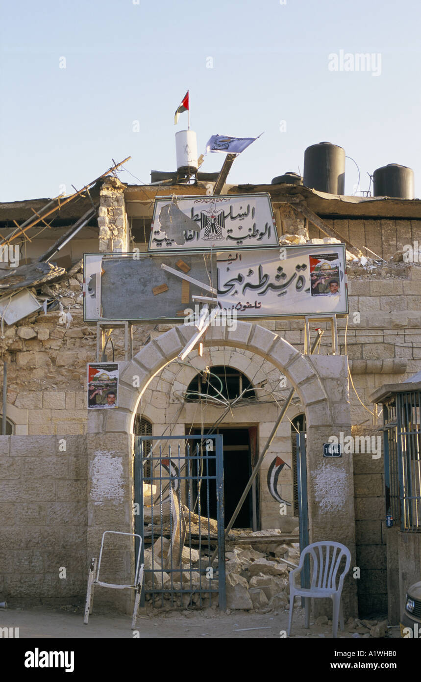 THE DESTROYED PALESTINIAN POLICE STATION IN RAMALLAH HIT BY ISRAELI ...