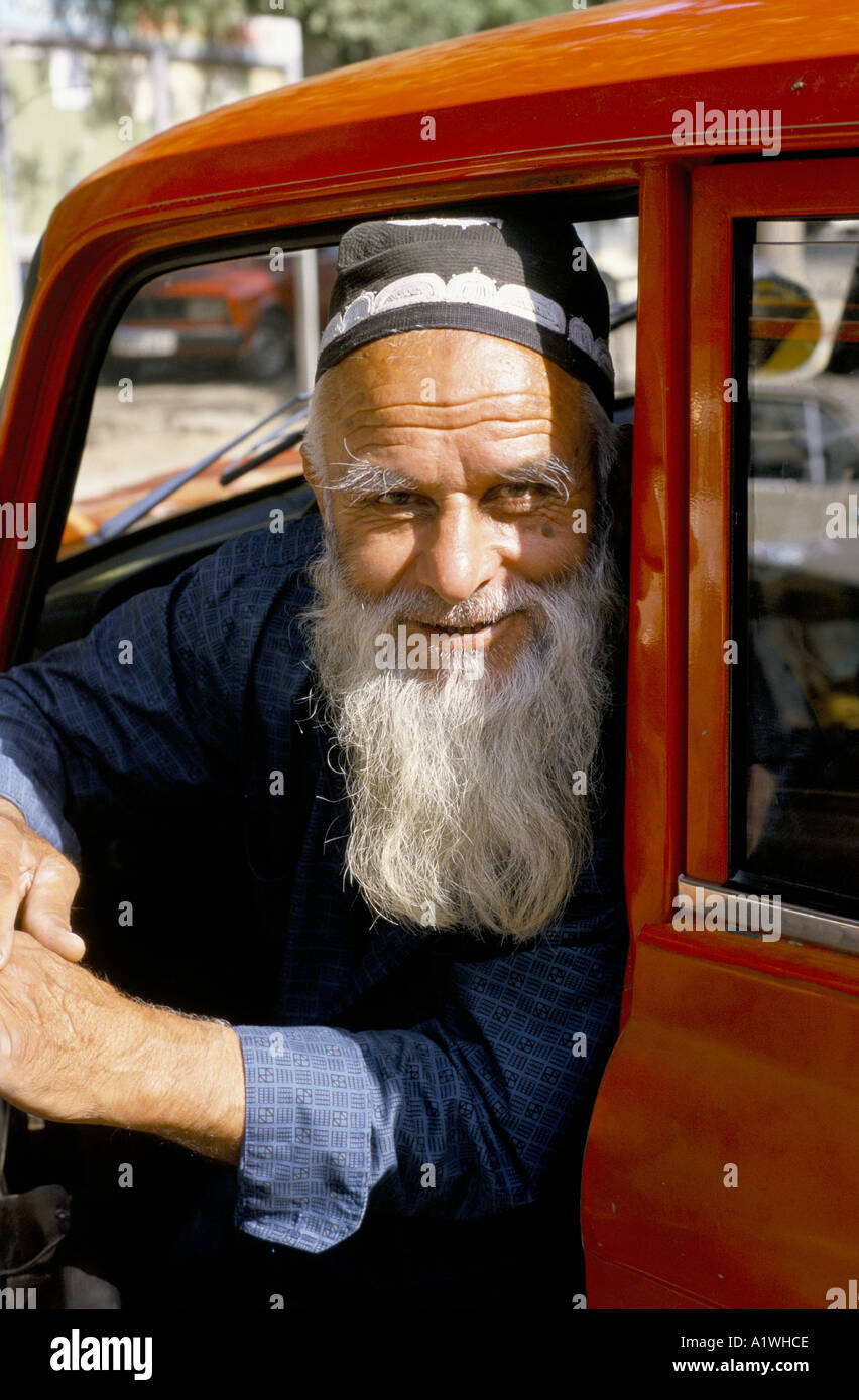 TADZHIKISTAN AN OLD MAN IN A CAR IN DUSHANBE 1998 Stock Photo - Alamy