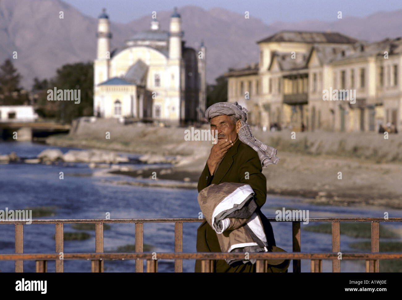 MAN WALKING ACROSS BRIDGE OVER KABUL RIVER ,KABUL AFGHANISTAN 1992 ...