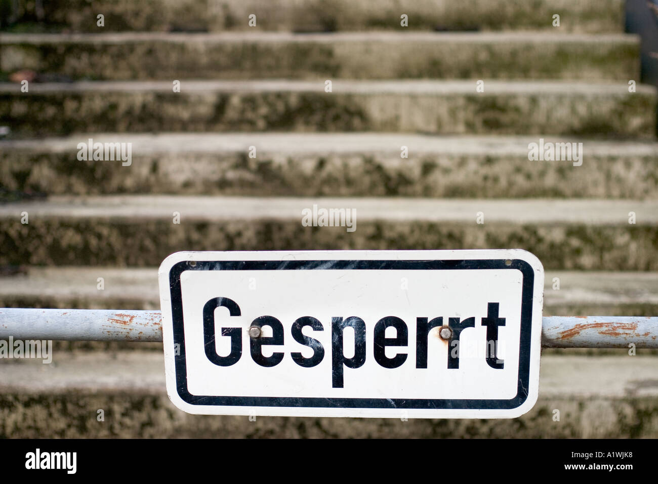 Gesperrt - german closed sign in front of a stone stairs Stock Photo ...