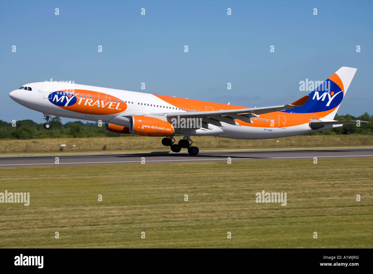 My Travel Airbus A330 departing in blue sky Stock Photo - Alamy