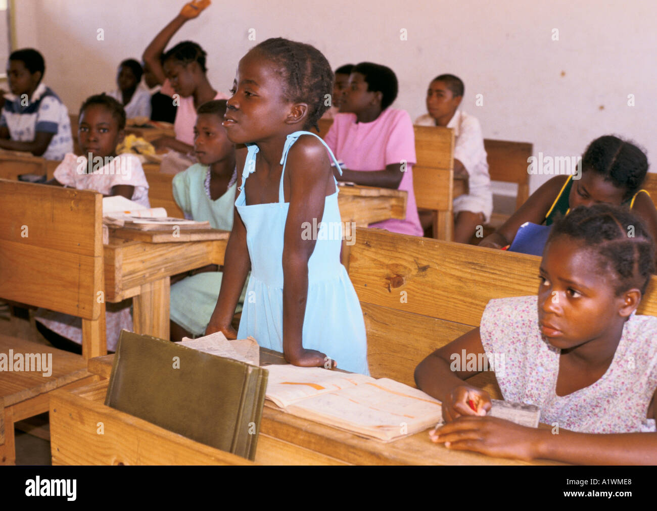 EDUCATION IN MOZAMBIQUE. MESSICA PRIMARY SCHOOL.Children in classroom ...