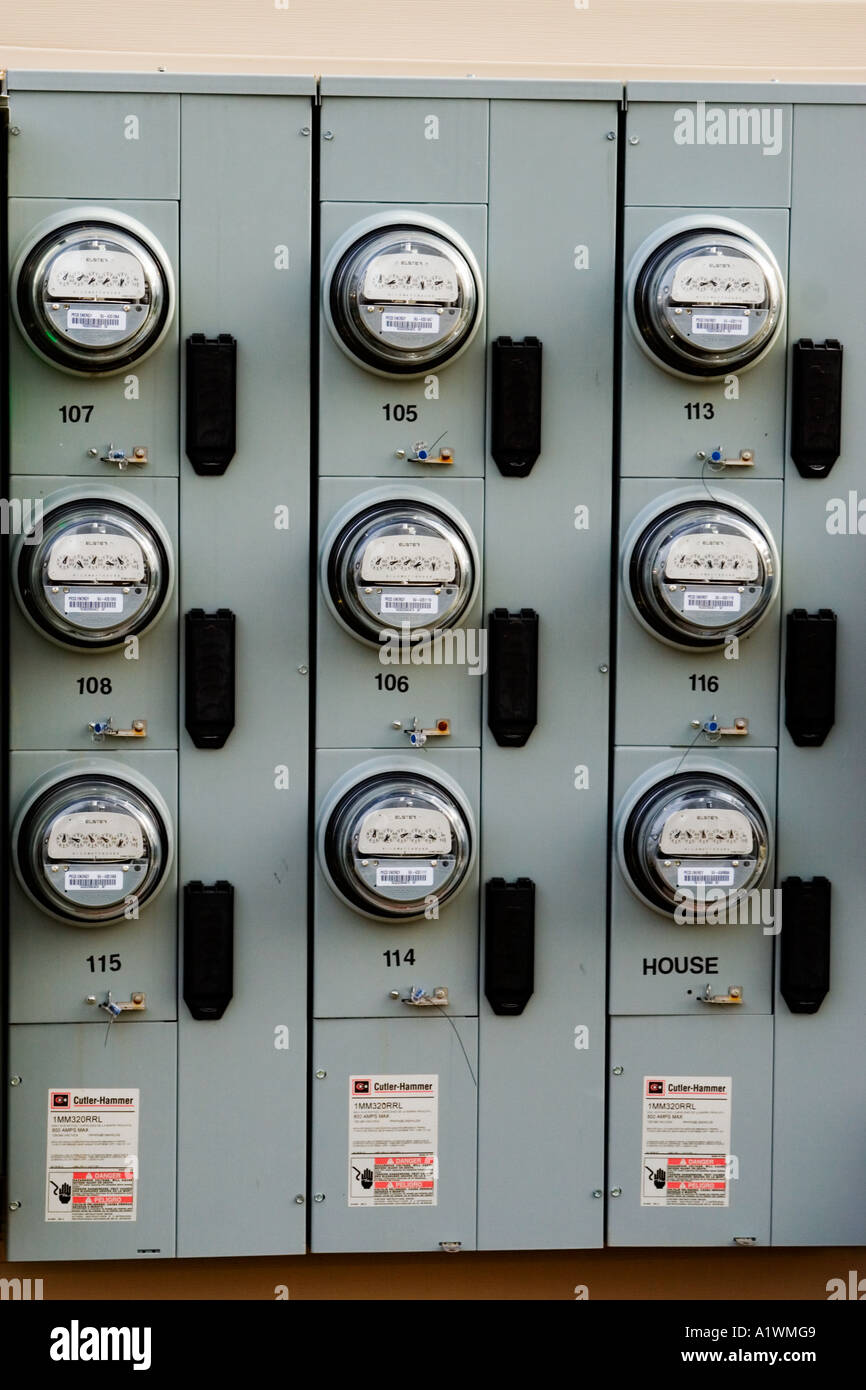 A bank of electric meters at a condominium Stock Photo - Alamy