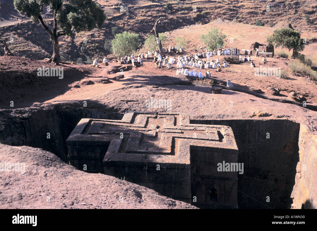ETHIOPIA LALIBELA CHURCH OF TRUE CROSS, one of several rock hewn ...