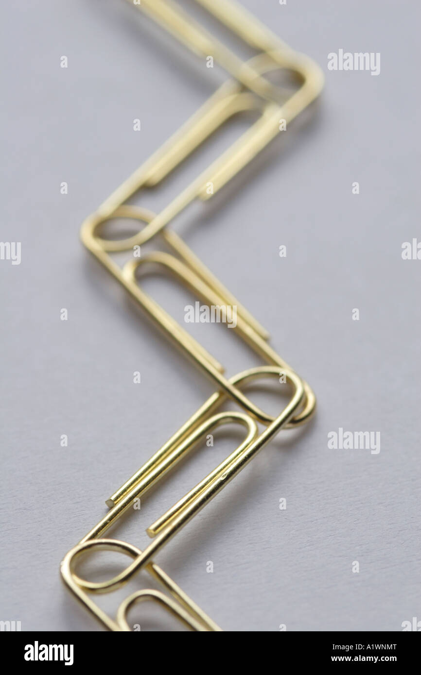 paperclips in a chain joined together in zig zag pattern Stock Photo ...