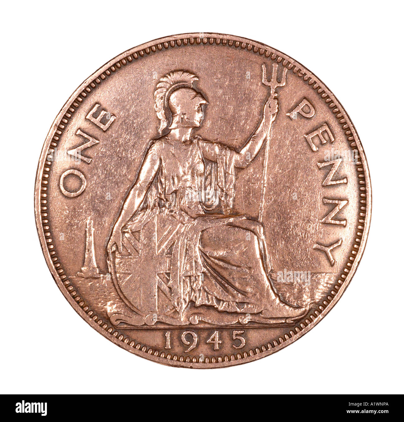 King George VI Reg fid def pre decimal 1 one penny old pence P 1945 ...