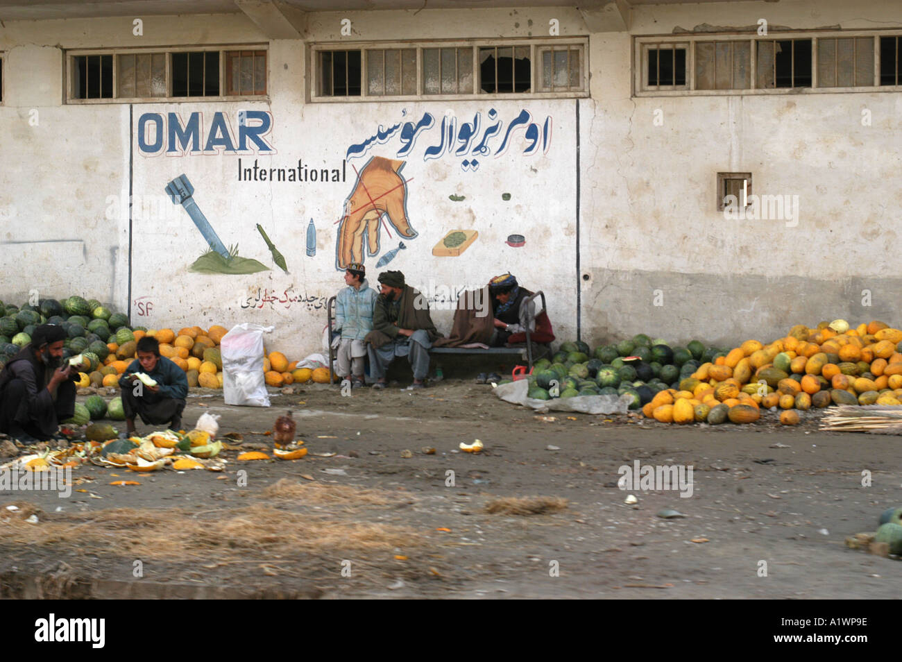 Landmine wall painting and melons Mazar i Sharif Afghanistan Stock ...