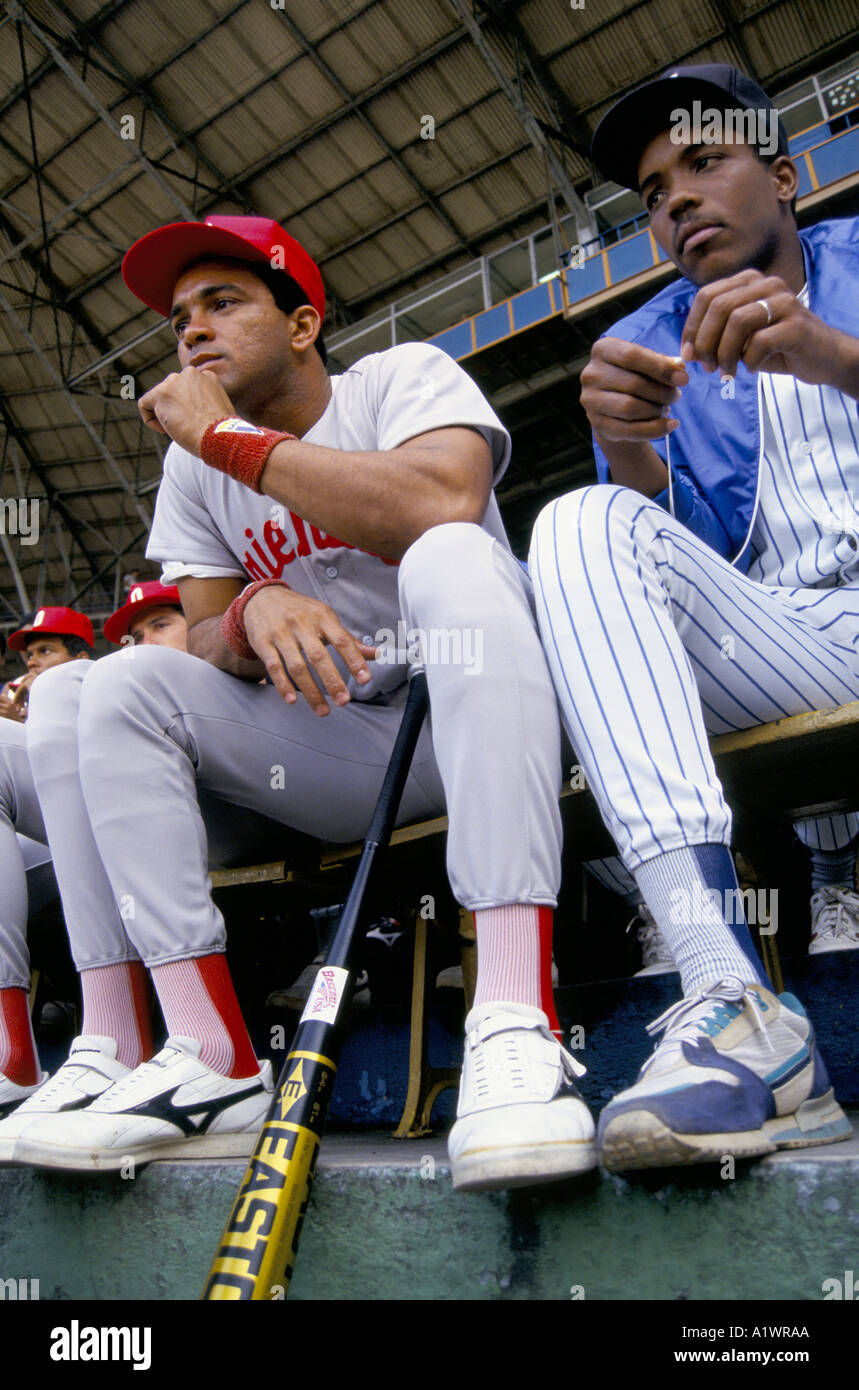 CUBA PLAYERS WATCHING FROM THE BENCH DURING BALLPARK BASEBALL GAME 1993 ...