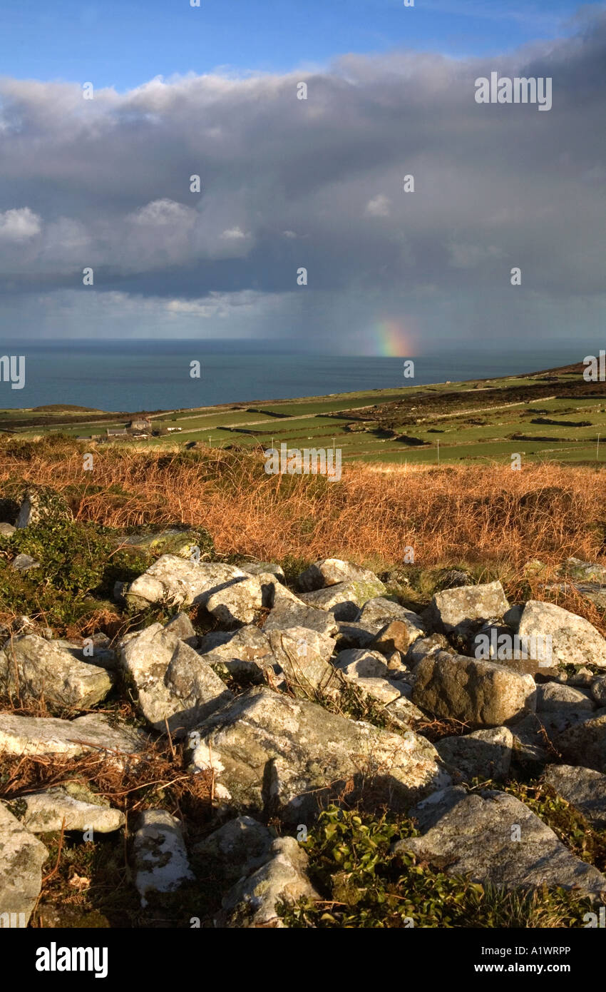 view from Chun Castle west penwith cornwall looking out to sea and a ...