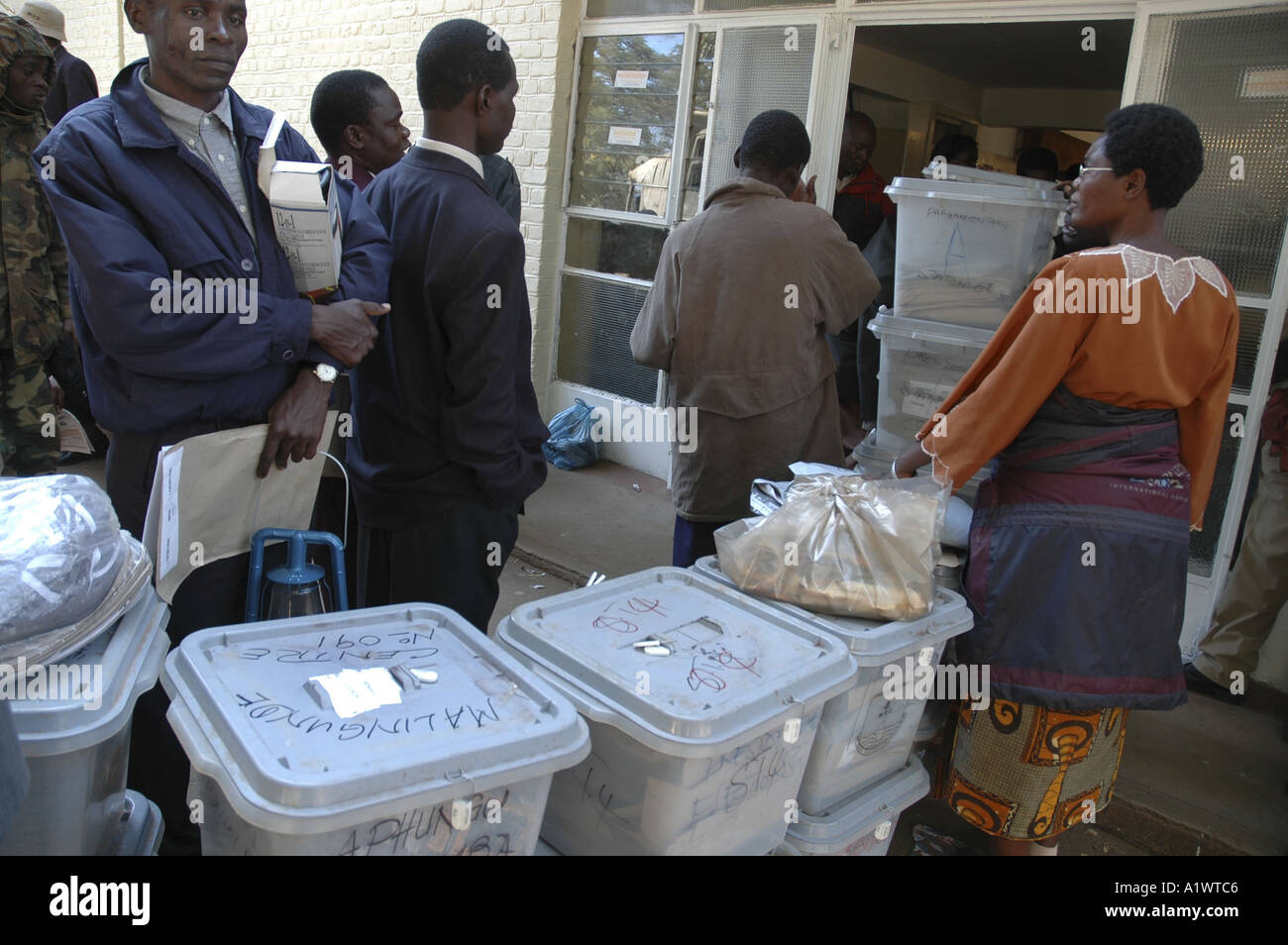 Officials deliver boxes of votes cast in Malawi election yesterday 20th ...