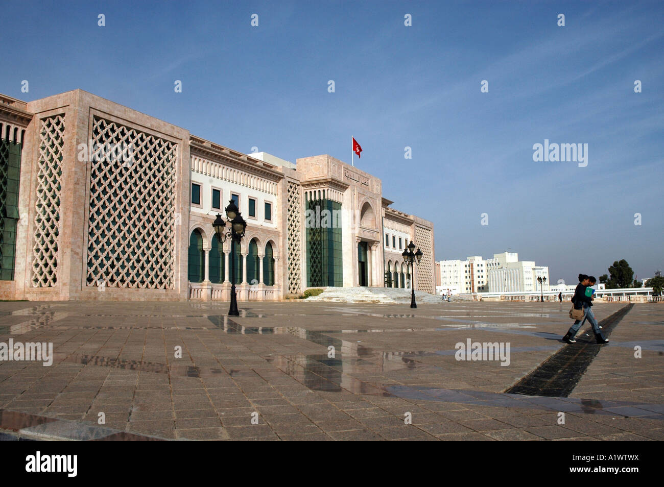 Exterior view showing facade of New Town Hall in Tunis, capital of ...