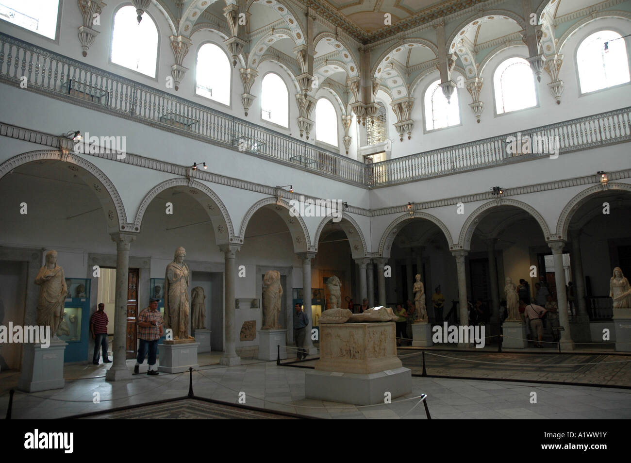 Sculptures from Carthage and mosaic floor in Carthage Room of The Bardo ...