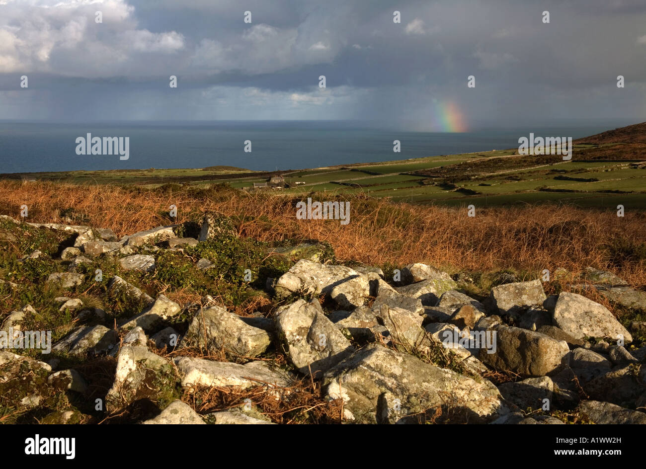 view from Chun Castle west penwith cornwall looking out to sea where a ...