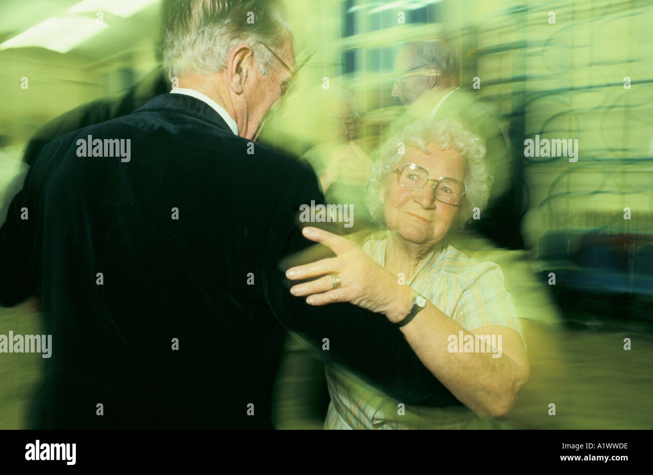 Old age pensioners dancing after a knee replacement operation Stock ...