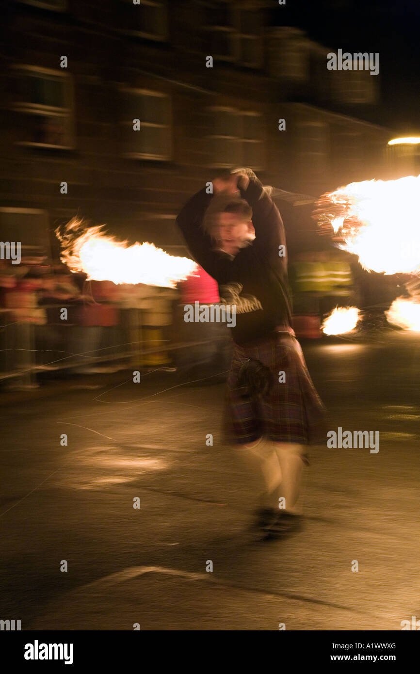 Stonehaven Fireball fire Ceremony, Stonehaven High Street. Hogmanay ...