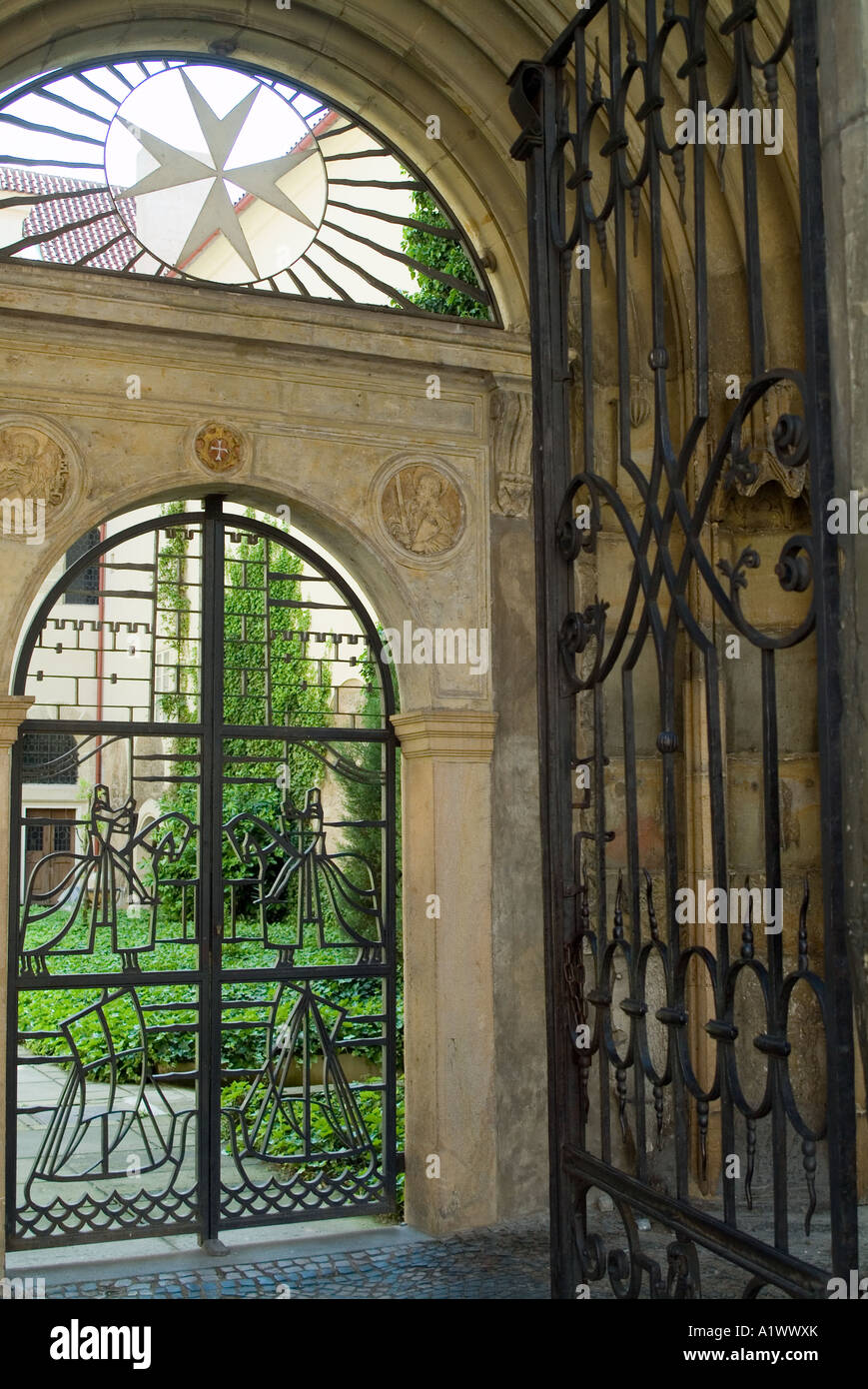 Knights Templar Church Gate, Prague Stock Photo - Alamy
