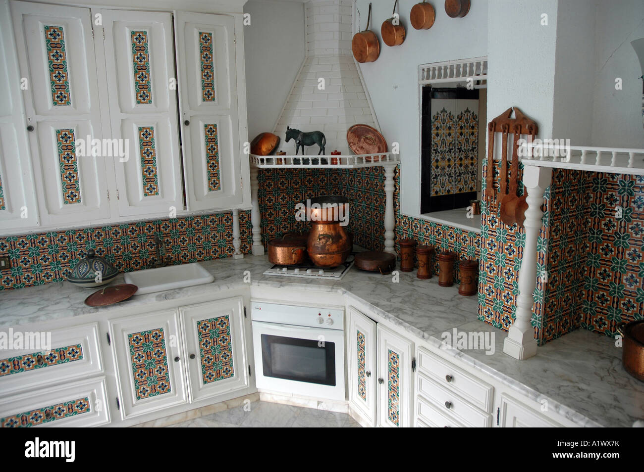 Kitchen in Dar el Annabi traditional house in Sidi Bou Said city ...