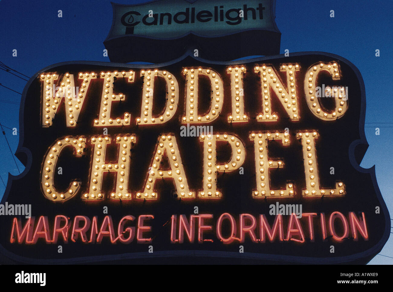 LAS VEGAS NEVADA USA WEDDING CHAPEL NEON SIGN ON THE STRIP Stock Photo ...
