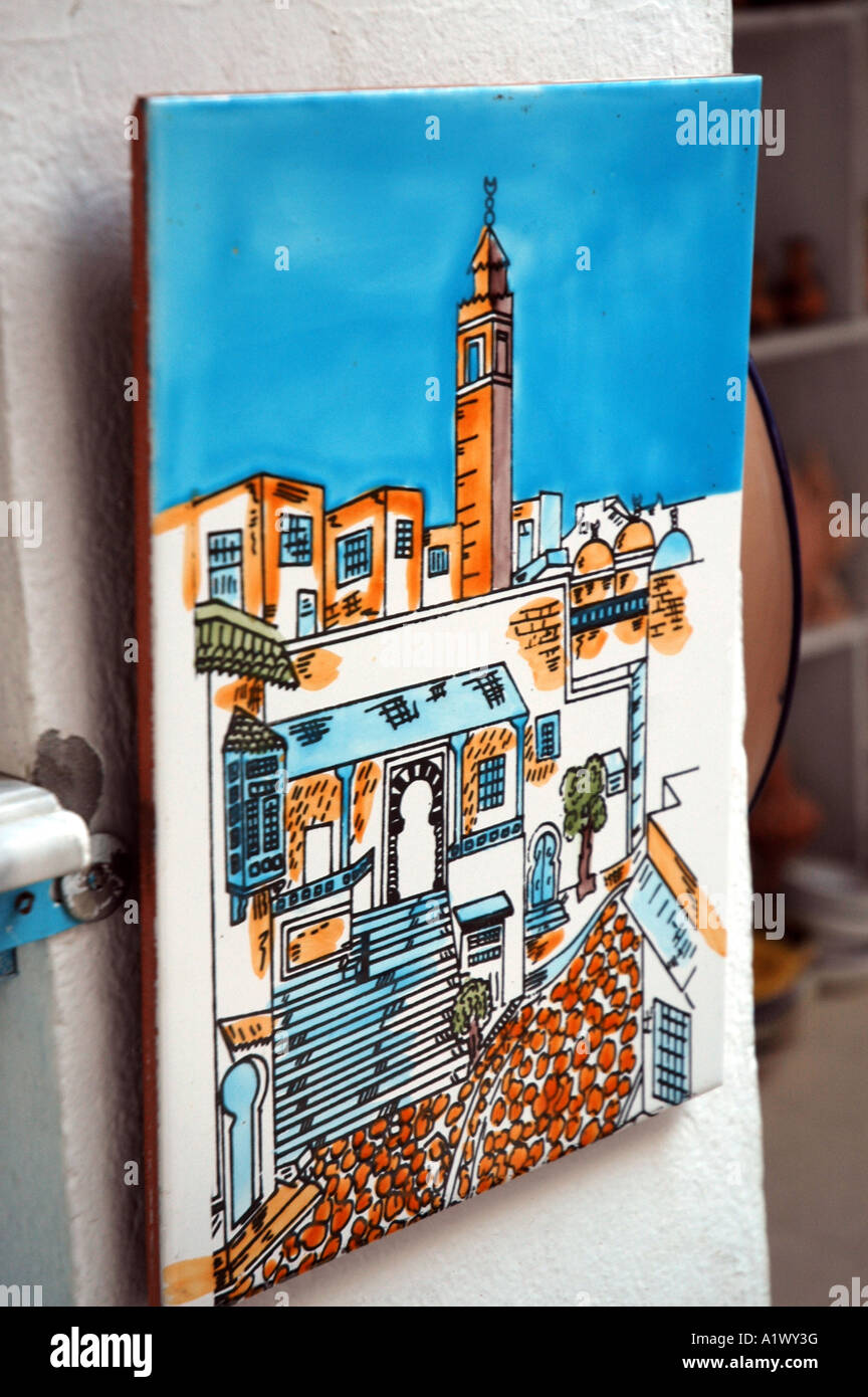 Ceramic draw souvenir in Mini Souk shop in Houmt Souq town on Jerba ...