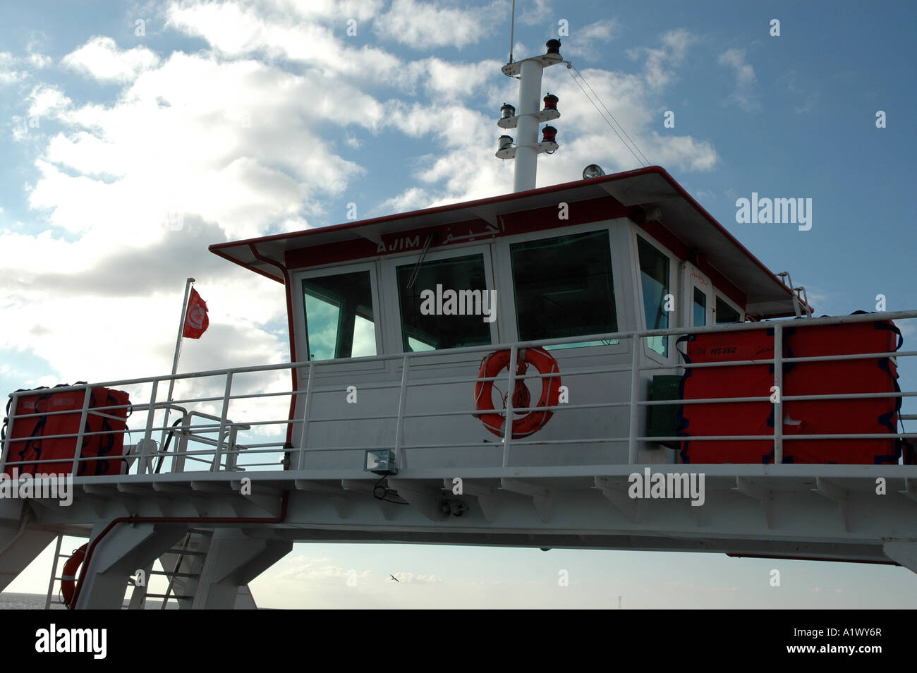 ferry crossing from Ajim village on Djerba Island to Jorf ...