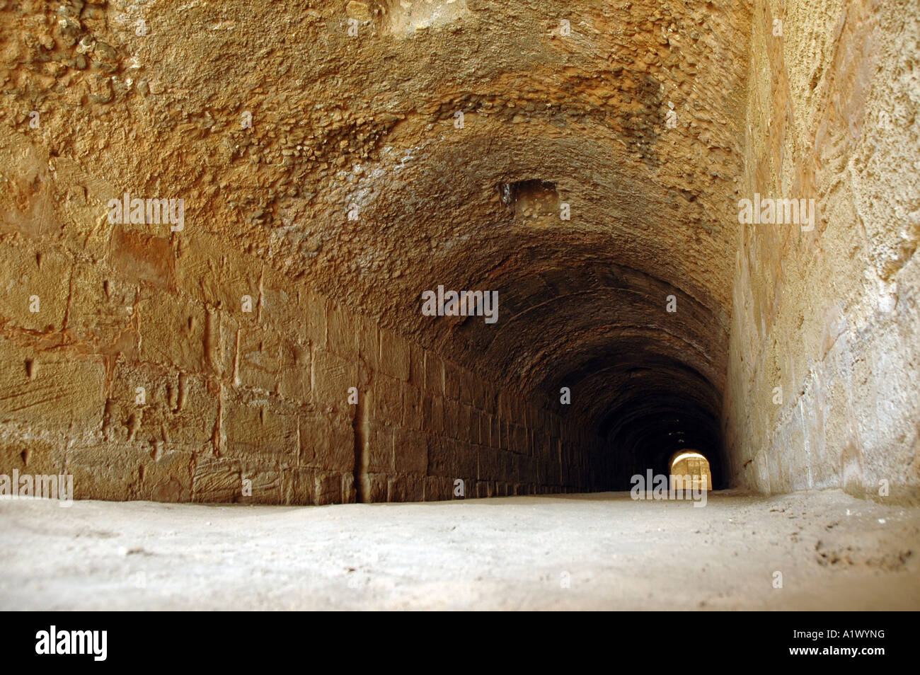 Dungeon of Roman colosseum in El Jem (or El Djem), Tunisia Stock Photo ...