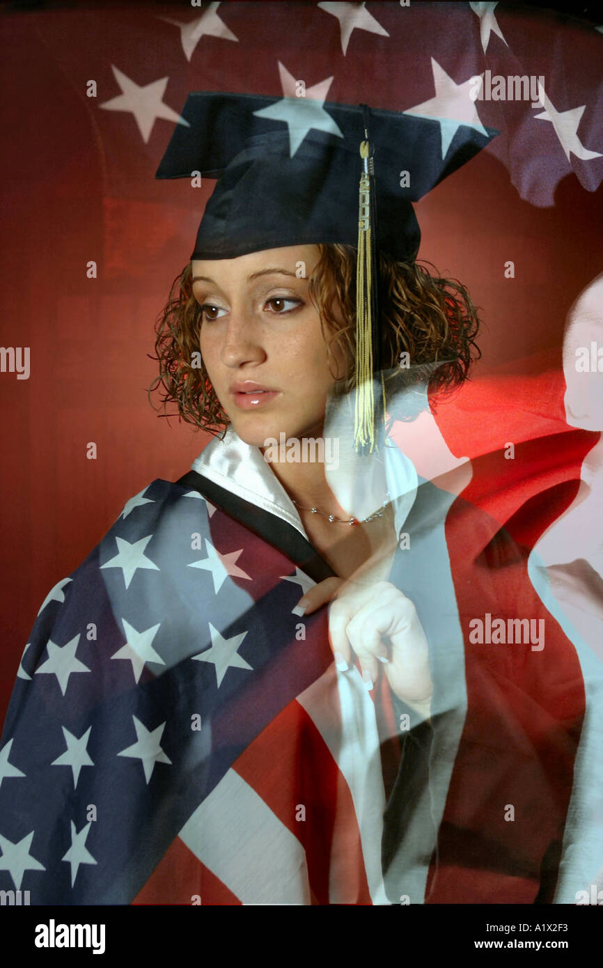 Girl american flag pledging hi-res stock photography and images - Alamy