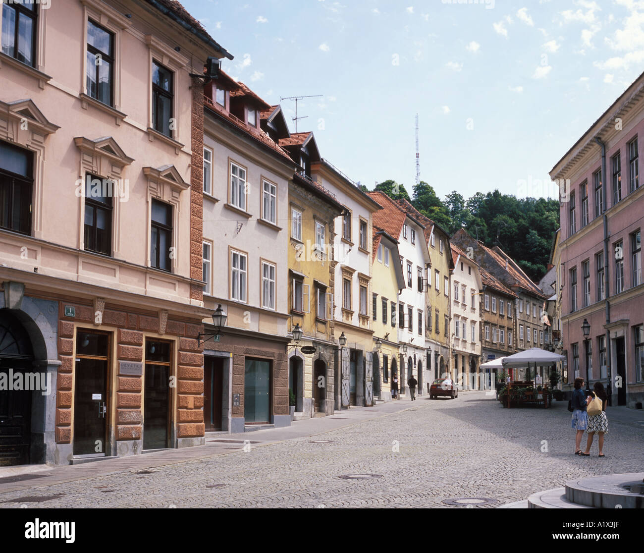 Old classic European town street Stock Photo - Alamy