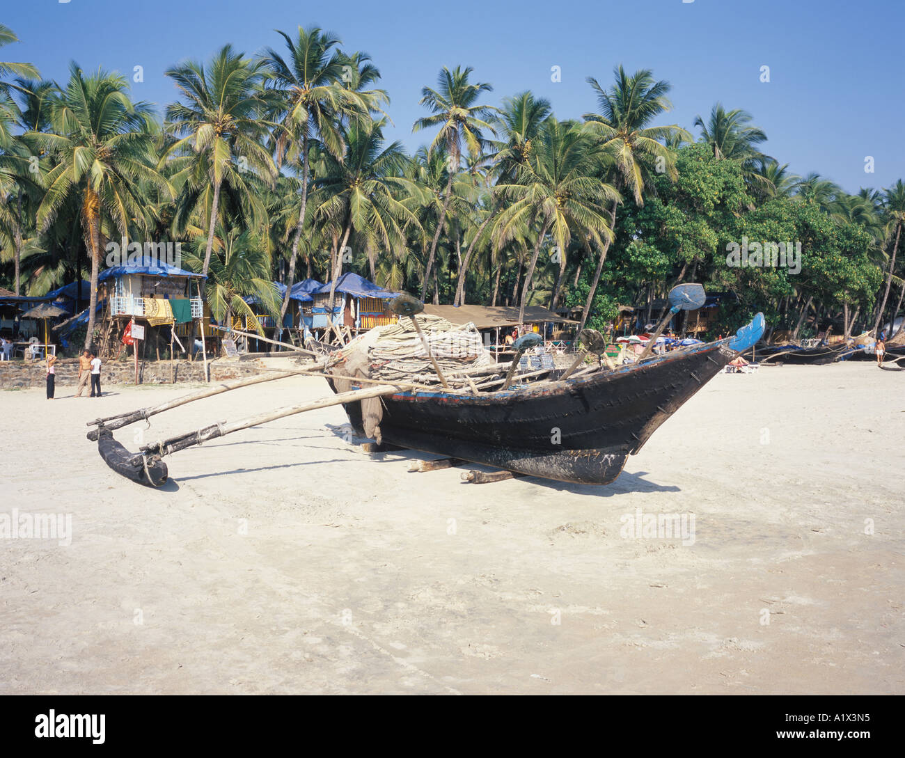 Fishermans boat on Palolem beach in Goa, India Stock Photo - Alamy