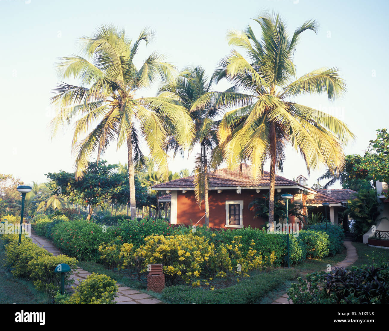 Bungalow under palm Stock Photo - Alamy