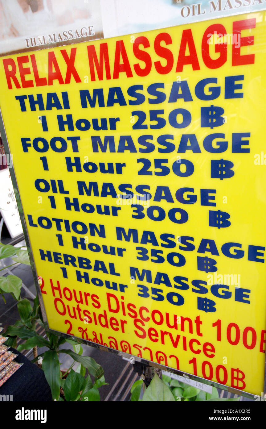 Massage price list hi-res stock photography and images - Alamy