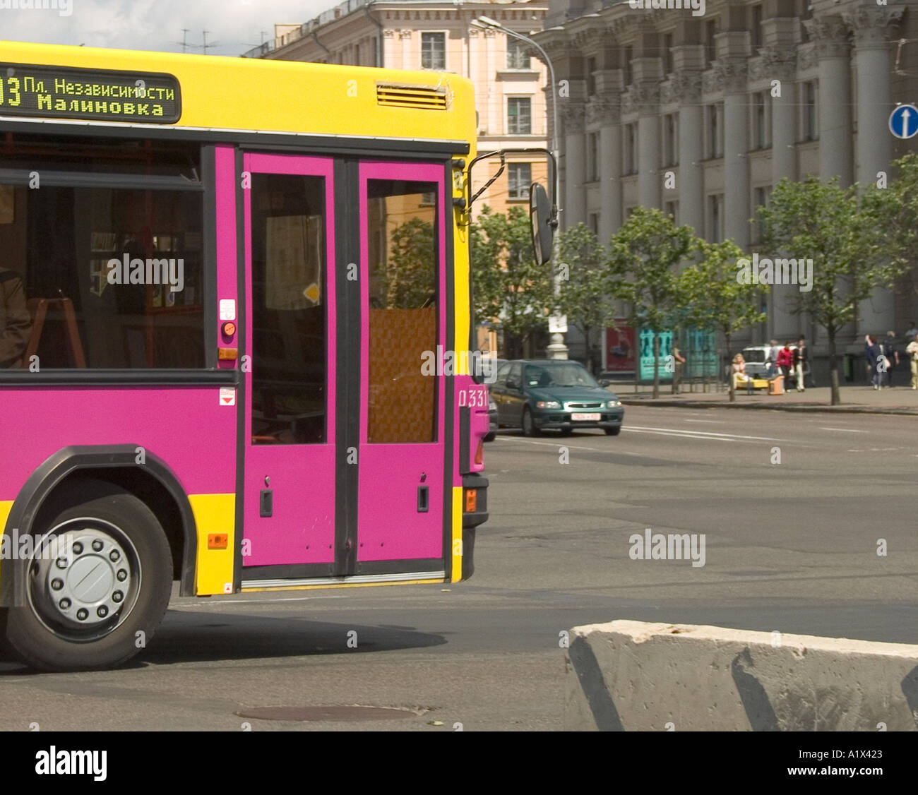 Bus in transit downtown Minsk Belarus Stock Photo - Alamy