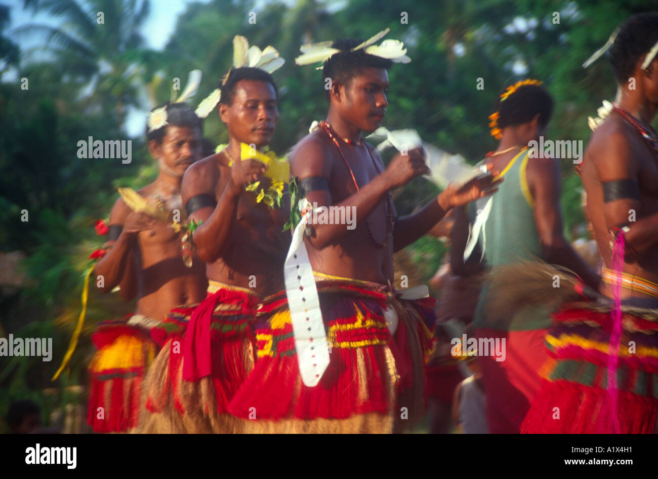 Dancers at Yam festival celebration Trobriand Islands Papua New Guinea ...