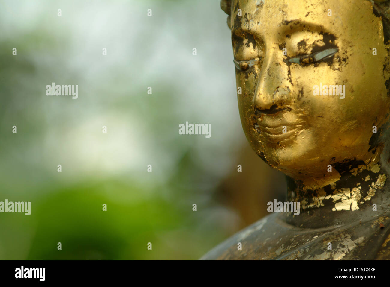 Statue in the grounds of Wat Saket Bangkok Thailand Also known as the Golden mount Stock Photo ...