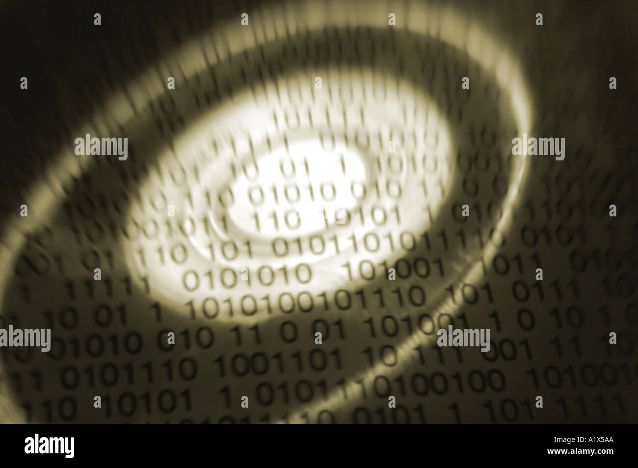 Binary code with cd rom disc computer with saturated color shadow ...