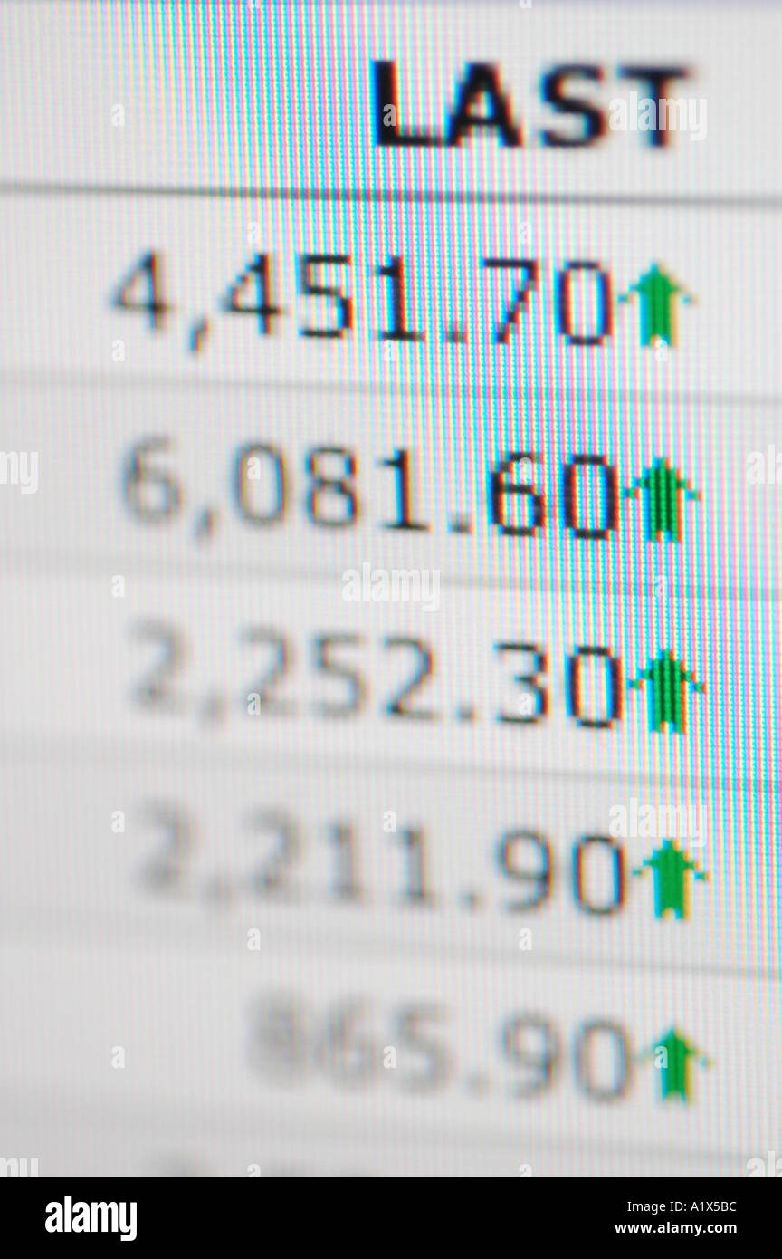 Stock prices last quote "rising stock Stock Photo - Alamy