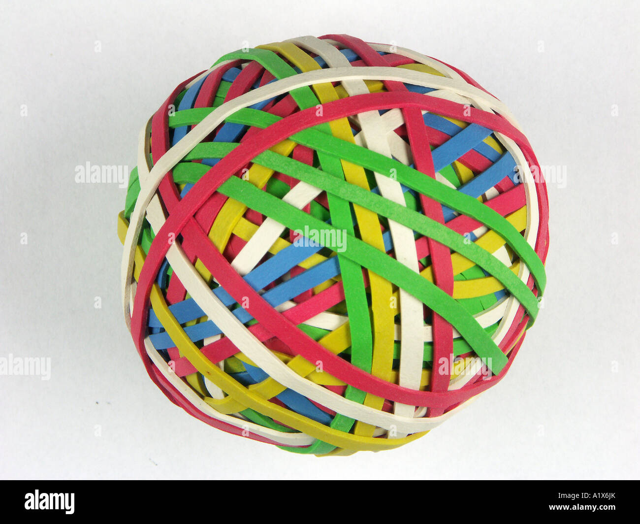 a ball of coloured elastic bands Stock Photo - Alamy