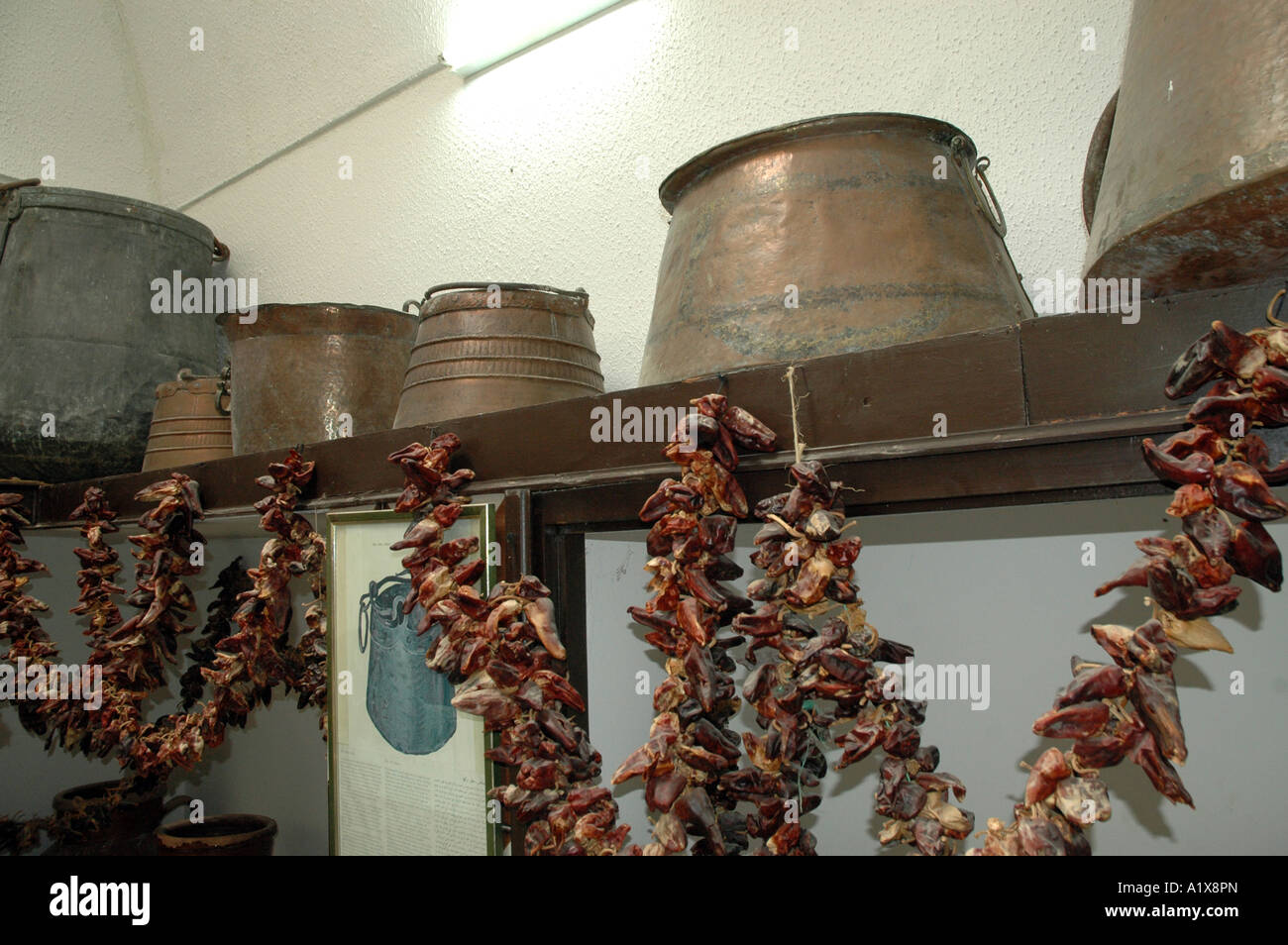 Dishes in typical old fashioned tunisian kitchen in Dar Cherait Museum ...