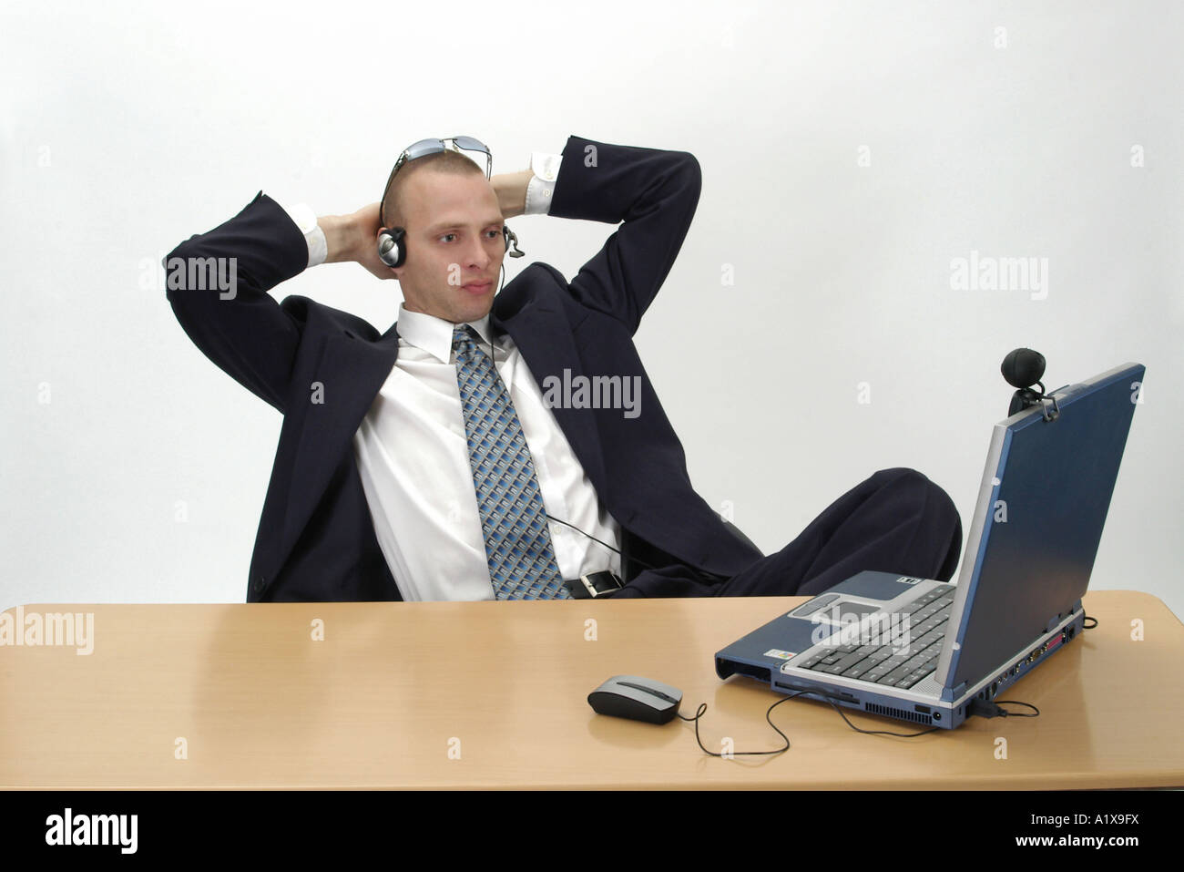man with a computer Stock Photo - Alamy