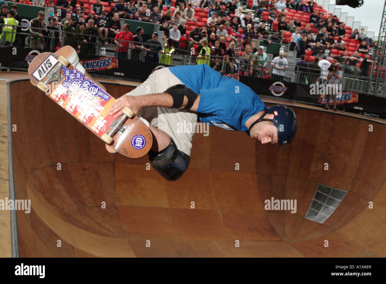 Skateboarder in Snickers Bowl contest at Download Donnington Park ...