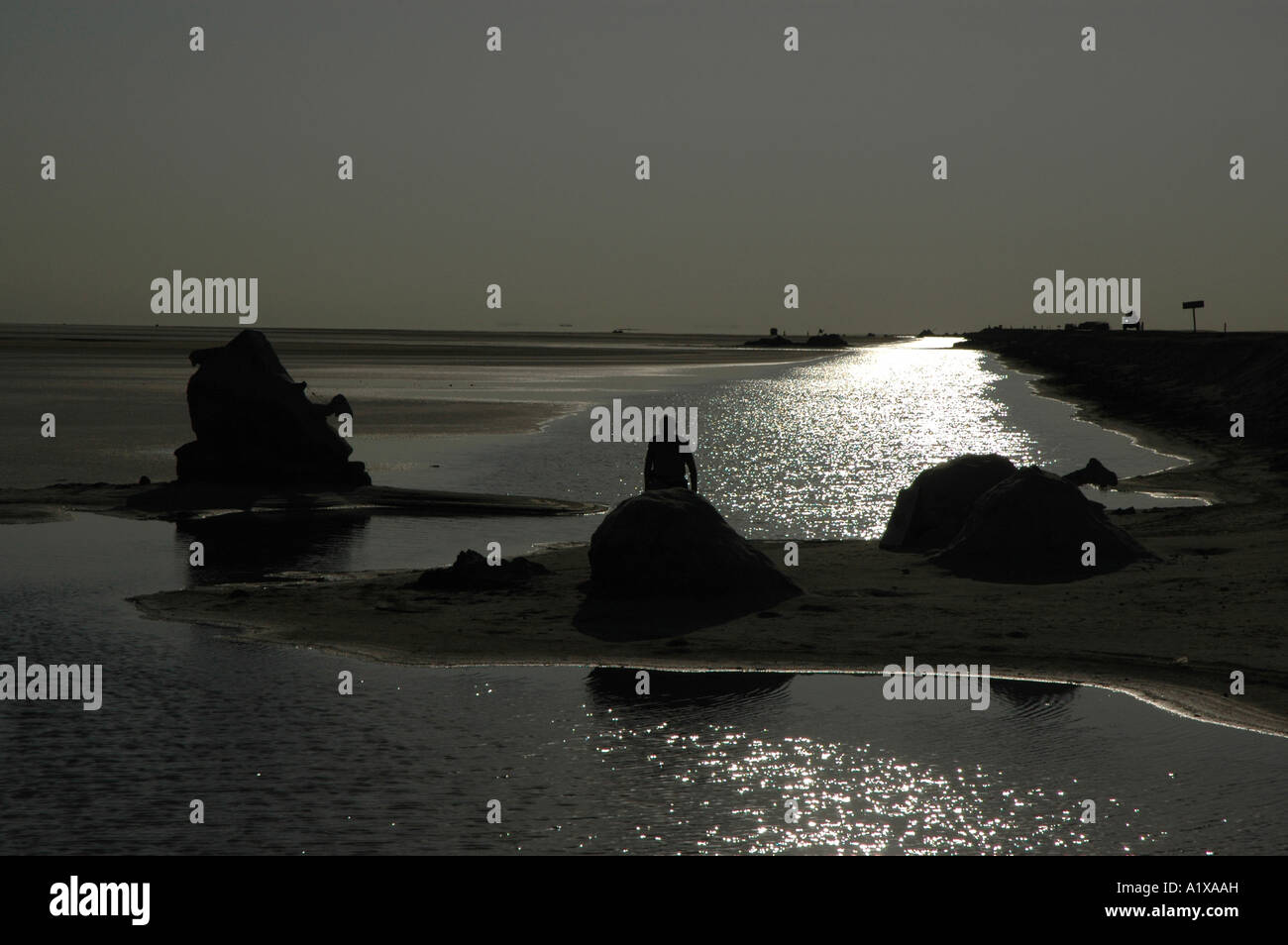 Sun reflected in surface of Chott el Jerid lake in Tunisia Stock Photo ...