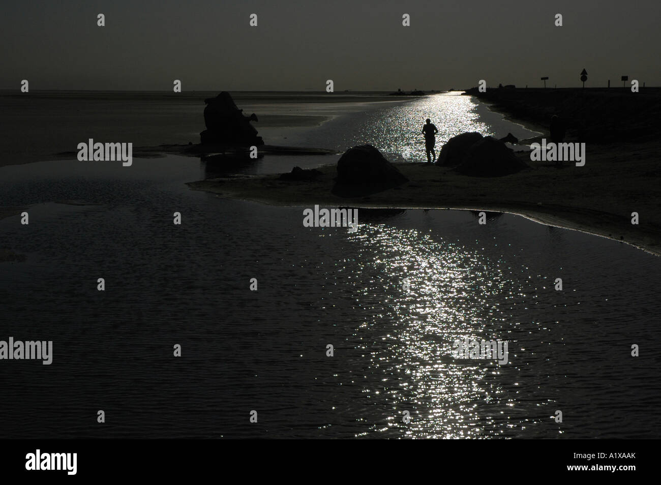Sun reflected in surface of Chott el Jerid lake in Tunisia Stock Photo ...