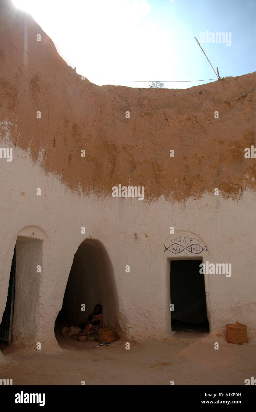 Inside the troglodytes cave house near Matmata town in Tunisia Stock ...