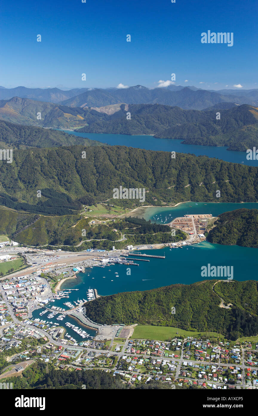 Picton Marlborough Sounds South Island New Zealand aerial Stock Photo ...