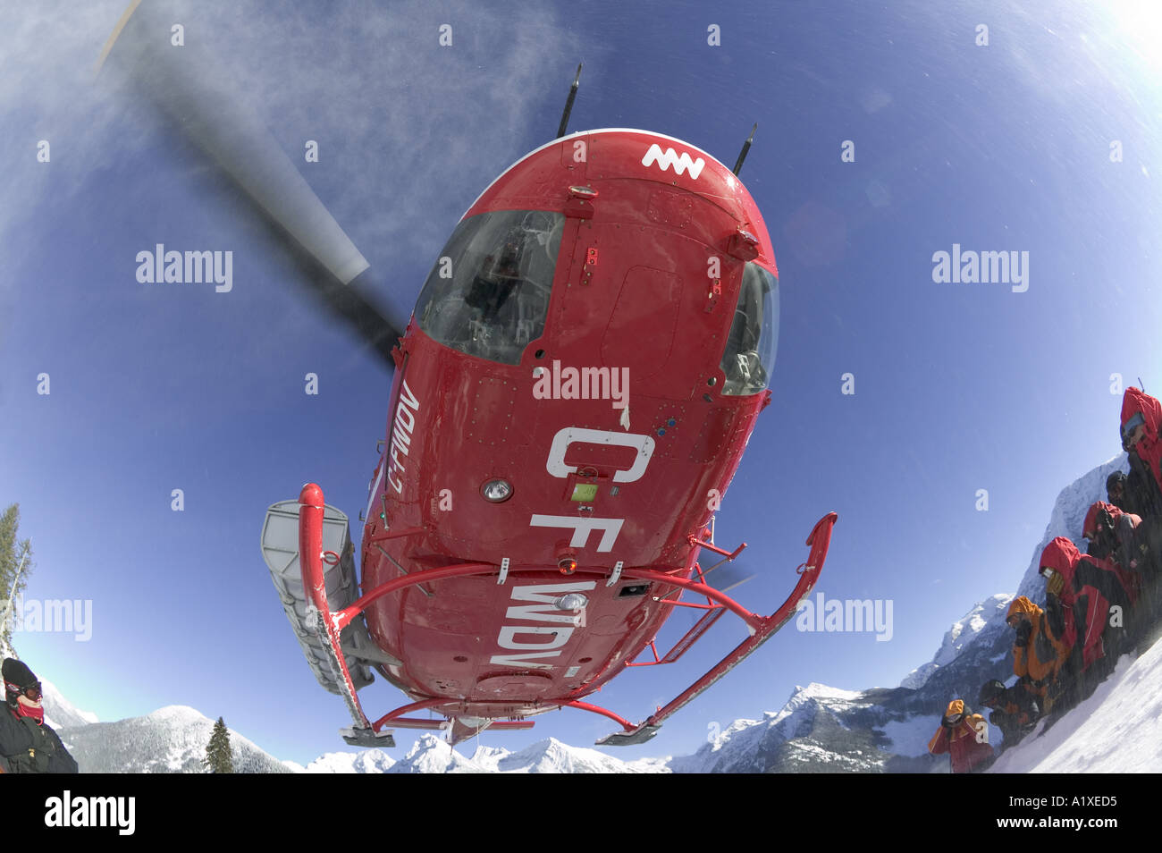 Helicopter in Snow Stock Photo - Alamy