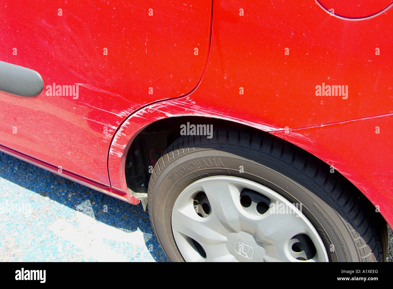 score on a red car Stock Photo - Alamy