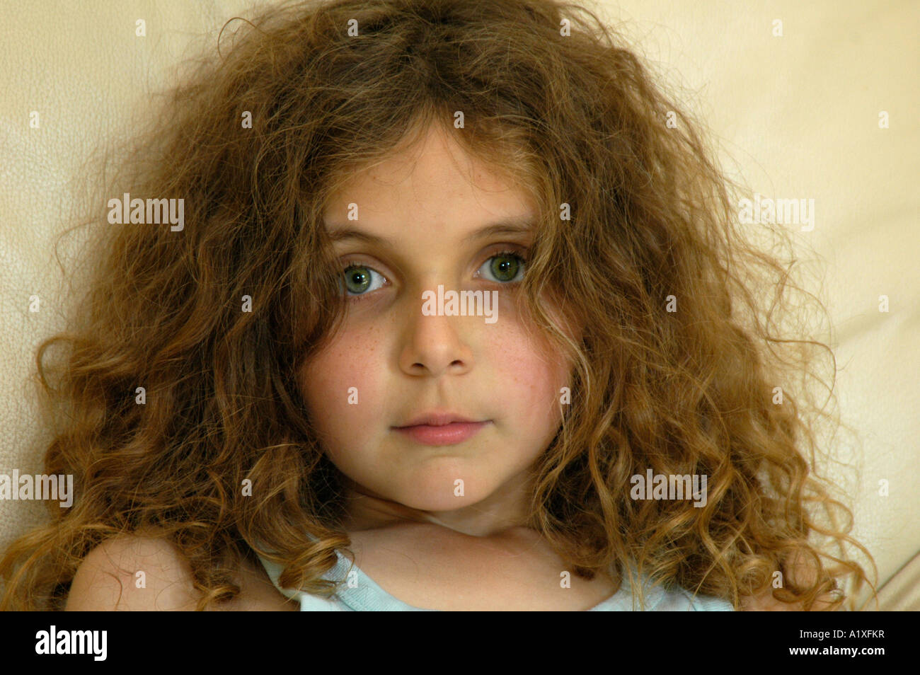 Pretty Young Girl with curly hair and ringlets Stock Photo - Alamy