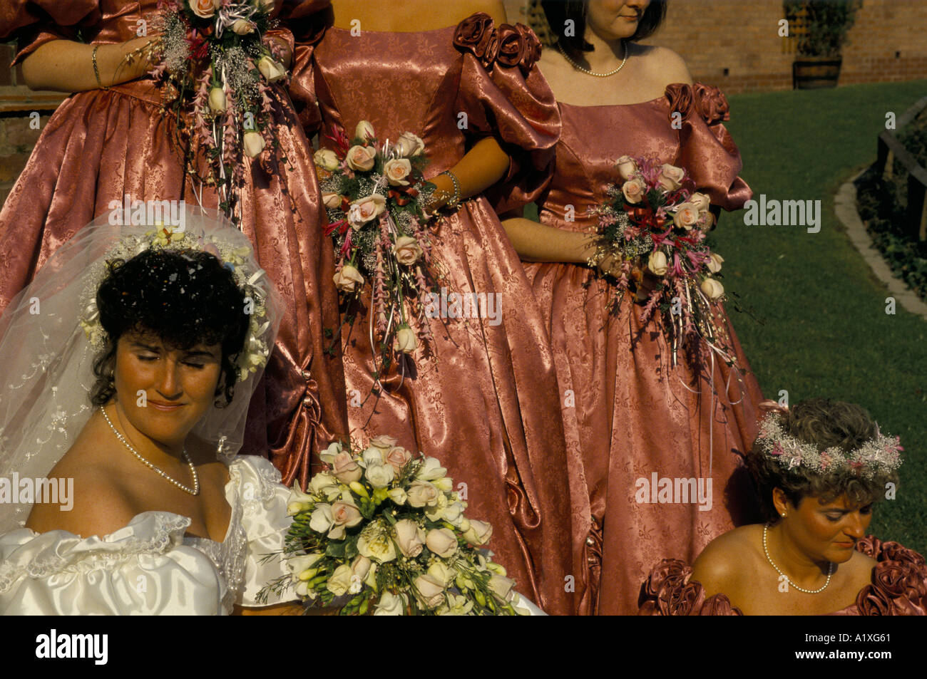 BRIDE BRIDESMAIDS AT WEDDING OF MARSHA GODWIN NAD JAMES STEVENTON ST ...