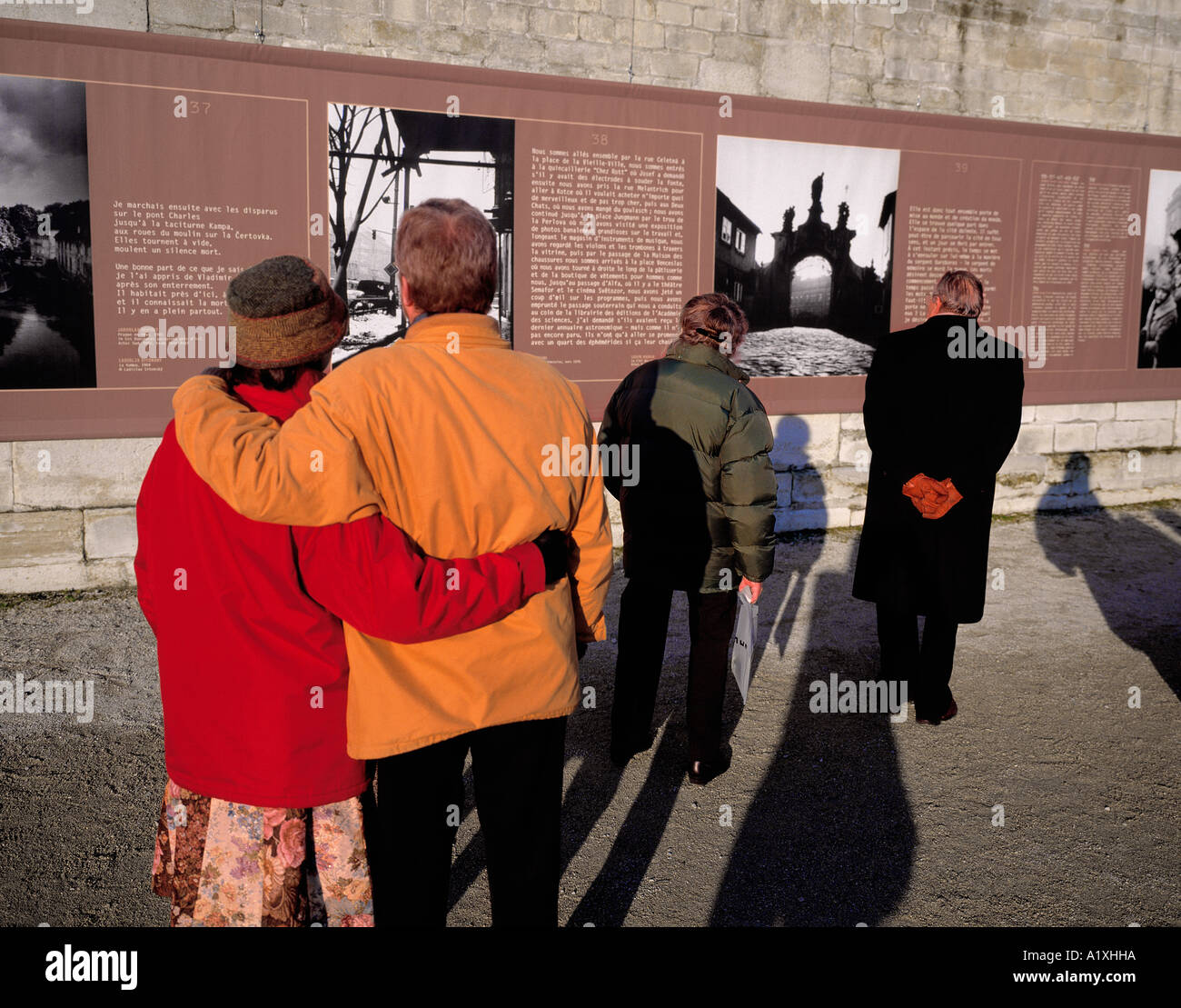 People viewing an outside exhibition at the Jardin des Tuileries, Paris ...