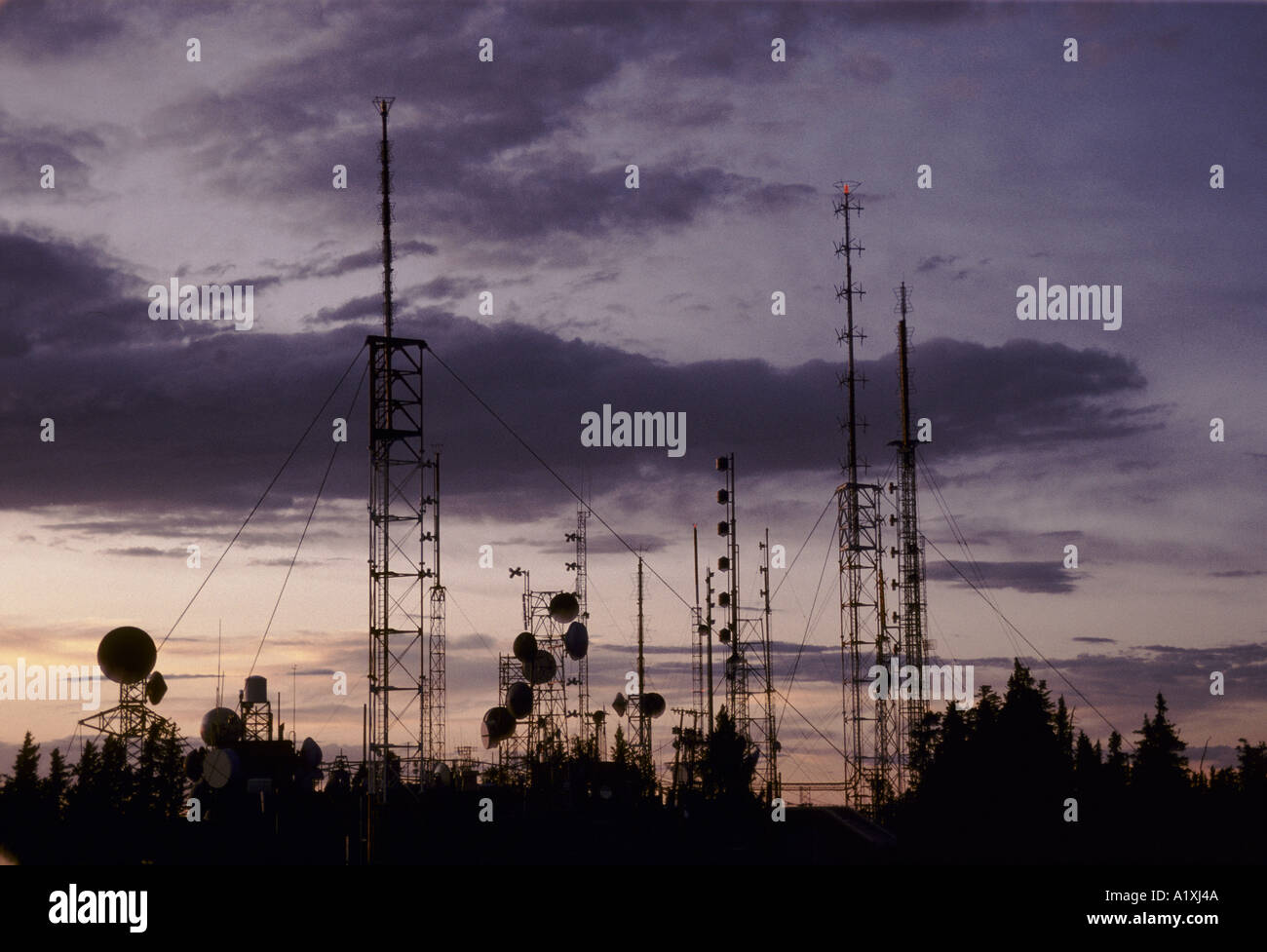 ALBUQUERQUE NEW MEXICO RADIO ANTENNA SANDIA CREST MOUNTAINS 1993 Stock ...