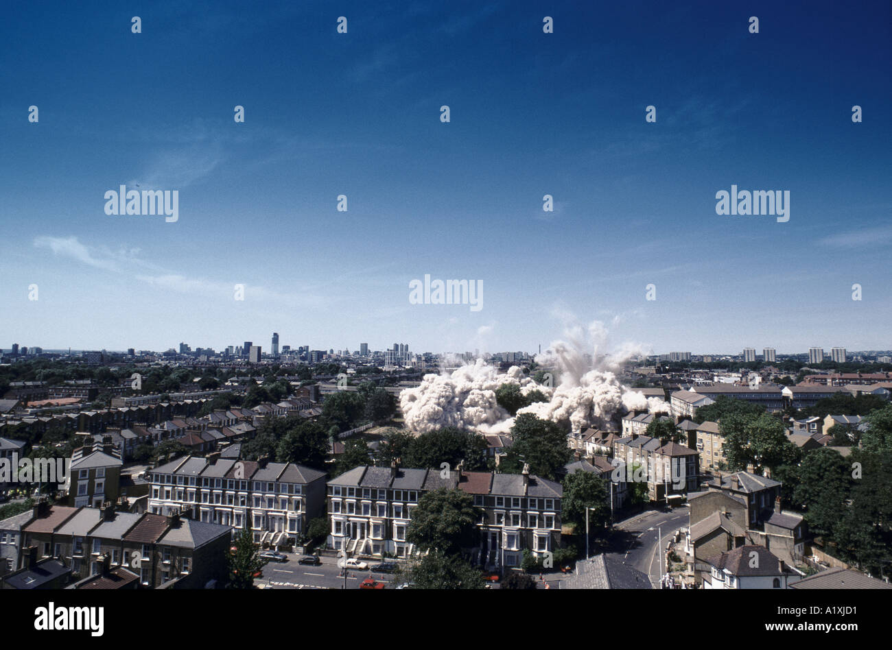 DEMOLITION UNDER CONTROLLED EXPLOSIVES HACKNEY LONDON Stock Photo - Alamy